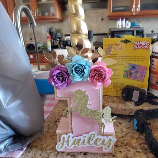 Unicorn 3D Number, Unicorn Birthday Decorations, Unicorn Centerpiece ...
