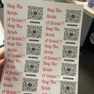 Venmo QR Code Stickers / Cash App QR Code for Bachelorette - Etsy