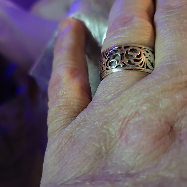 Norwegian Rosemaling Ring - 925 Sterling Silver- Folk Floral Filigree ...