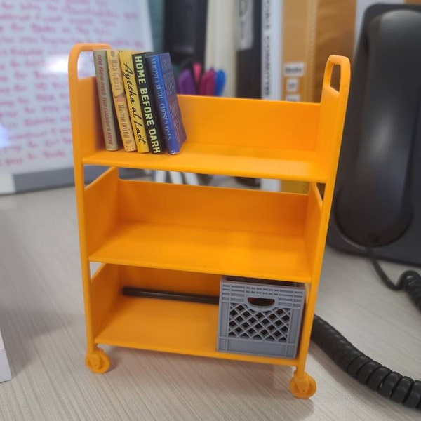 1/6 Scale 3 Shelf Mini Library Cart/ Mini Brands Books / Mini Books ...