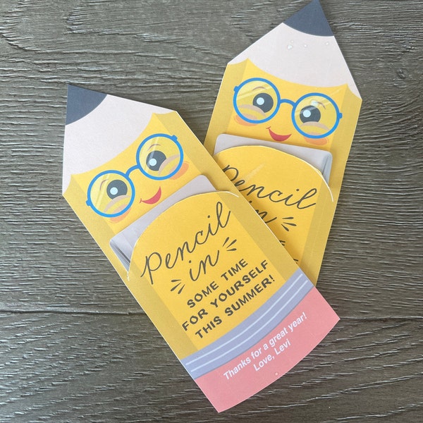 Pencil Gift Card Holder Printable, Teacher Gift, Teacher Appreciation ...