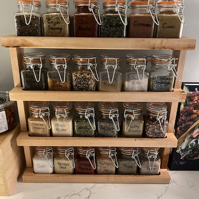 Deluxe Spice Rack includes 24 Glass Jars - Etsy