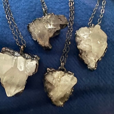 Knapped Rose Quartz Crescent Moon Necklace // Electroformed Jewelry ...