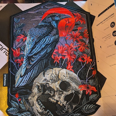 Raven Patch, Crow Patch, Back Patch, Embroidered Patches, Goth ...