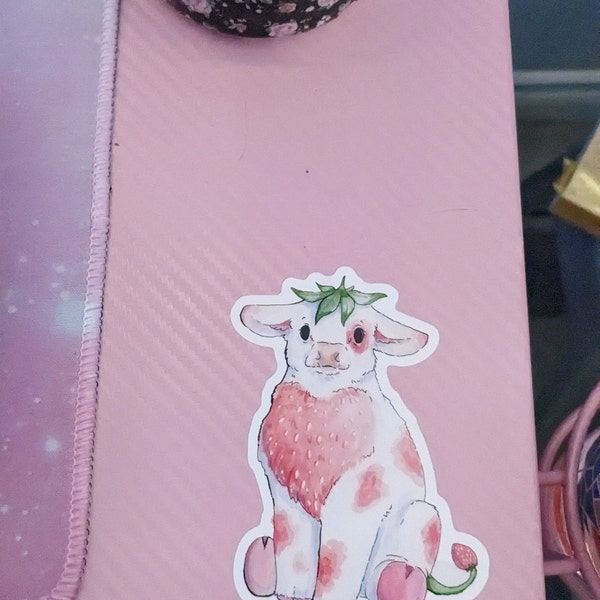 Strawberry Cow Sticker - Etsy