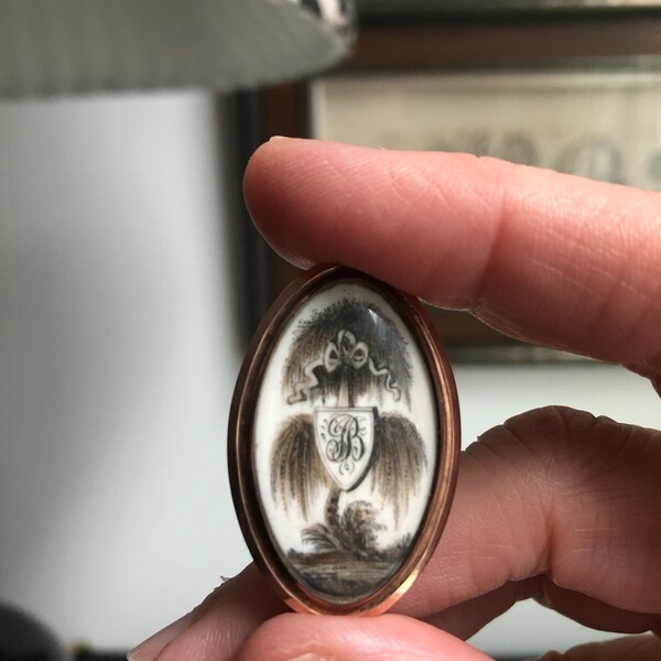 Antique Rose Gold Hairwork Mourning or Sentimental Georgian Era ...