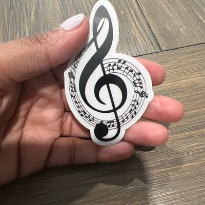 Music Note Sticker, Treble Clef Sticker, Clear Vinyl Sticker, Die Cut ...