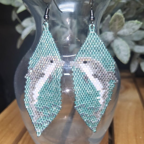 Beaded Dolphin Earrings - Miyuki Brick Stitch Beading Pattern PB-10043 ...