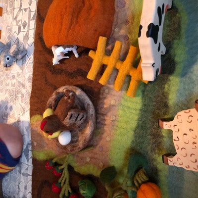 Felt Rustic Farm Animal Play Set Pretend Play, Felt Mat, Play Mat ...