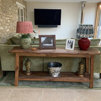Solid Oak Console Table With Waney Edge Shelf Hallway Table Entryway Table Rustic Table ...