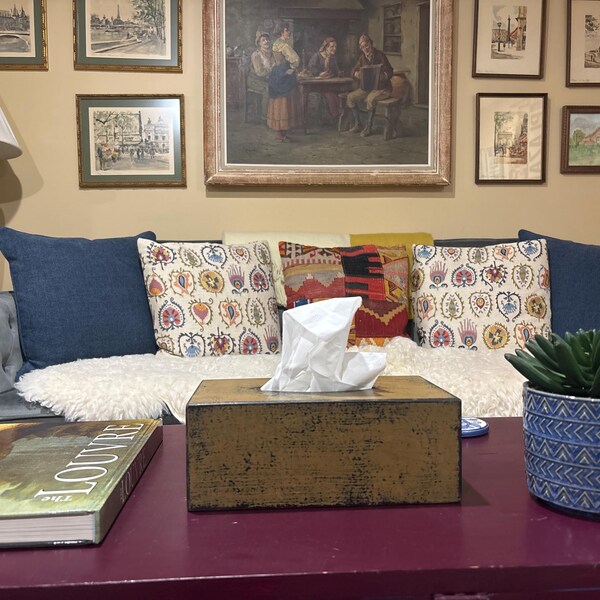 Primitive Tissue Box Cover - Made to Order- Color Choice - Cube Style ...