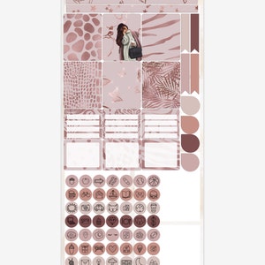 500 Digital Sticker Set Boho Rainbow Blue and Tan Theme Planner ...