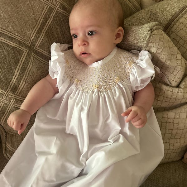 Cross Knot Smocked Bubble Romper in Pink Seersucker Easter French Knot ...