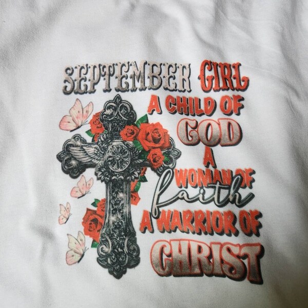 September Girl Christian Png Sublimation Design Download,cross With ...