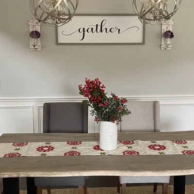 Gather Sign Plaque, FARMHOUSE HOME DECOR, Wood Signs Sayings, Room ...