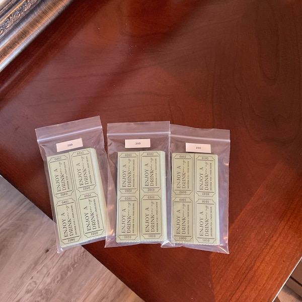 Drink Tickets, Good for One Drink, Wedding Party Reception, Host Bar ...