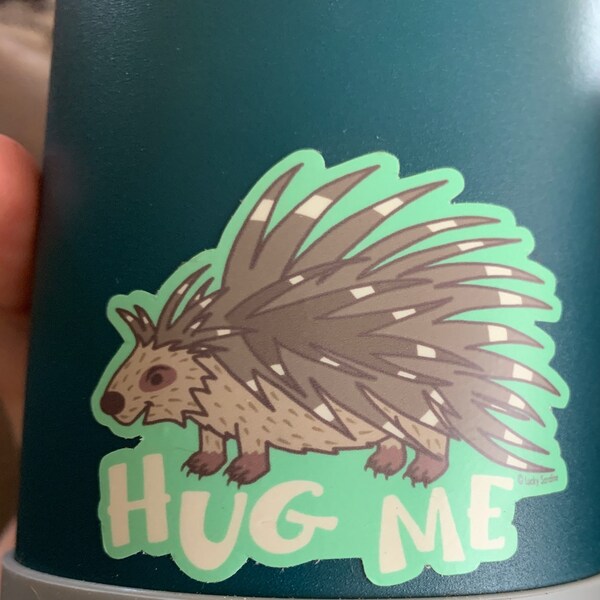 Porcupine Vinyl Sticker, Funny Sticker, Weatherproof, Hug Me Sticker ...