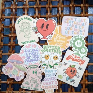 Retro Sticker Pack of 10 Cute Stickers Positive Quote - Etsy