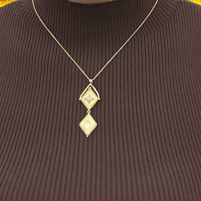 Lovers Locket 14K Gold Diamond Shaped Double Pendant Womens Locket ...