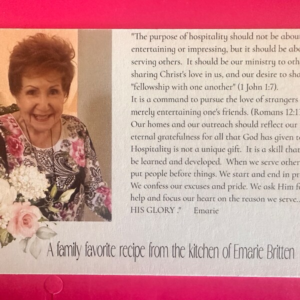 Floral Recipe Card Template, Forget Me Not Recipe Card, Funeral ...