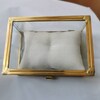 Ring Box Gold With Beige Pillow Glass Ring Box Square Personalized for ...