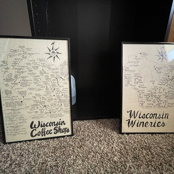 Wisconsin Coffee Shops Map 2023 - Etsy