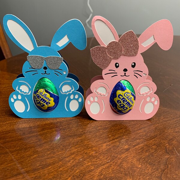 Set 2 Rabbit Easter Egg Holder Svg Bunny Template Kinder Egg SVG Cutting File Cricut Dxf ...