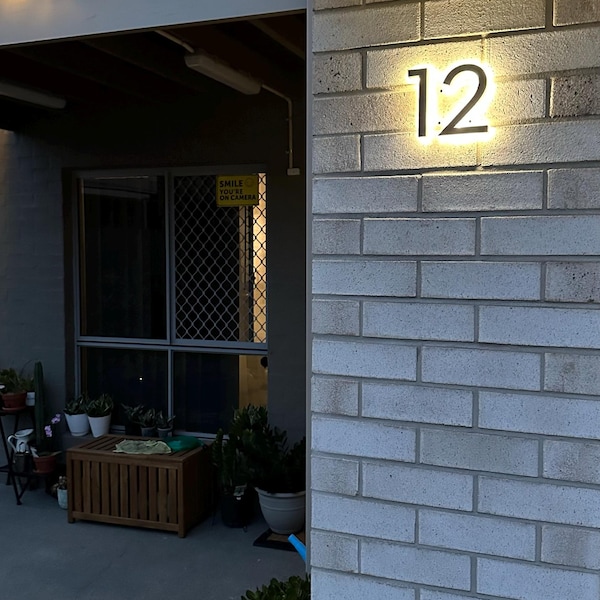 Solar Powered House Number, Light up Address Sign, LED Backlit Door ...
