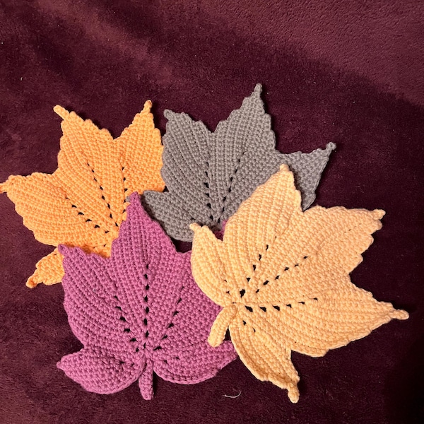 Crochet Pattern, Crochet Maple Leaf Aplique, Coaster, Decoration ...