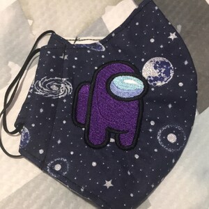 Among Us Embroidered Reusable Face Mask made With Galaxy - Etsy