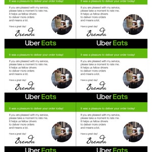 Uber Eats Delivery Driver Thank You Card, Personalized, Printable Card ...