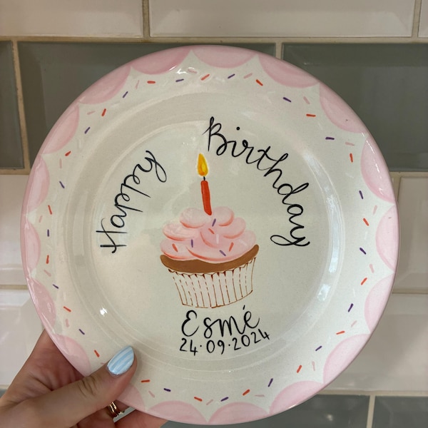 Personalised Birthday Plate | 9 Inch Plate | Hand Painted Keepsake Gift ...