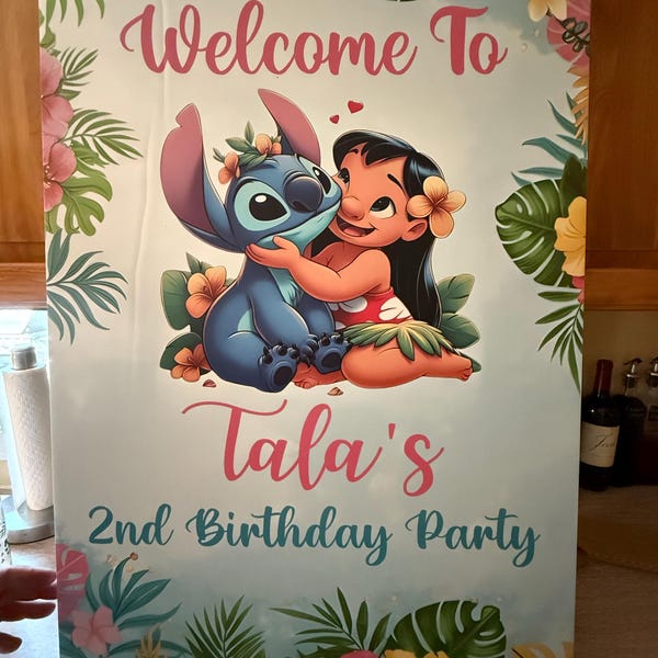 Letrero de bienvenida para fiesta de cumpleaños de Stitch, letrero de ...