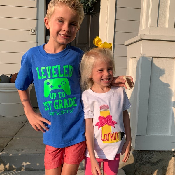 Leveled up to First Grade, Boys First Grade Shirt, First Grade Shirt ...