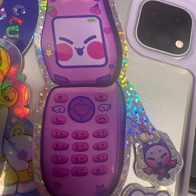 Y2K Cat Flip Phone 3D Vinyl Glitter Sticker - Etsy