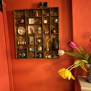 Large Wooden Trinket Display Shelf 51 Compartments Wall - Etsy