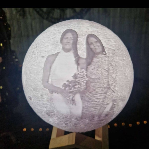Custom Photo 3D Moon Lamp, Personalized Photo Printed Lunar Night Moon ...