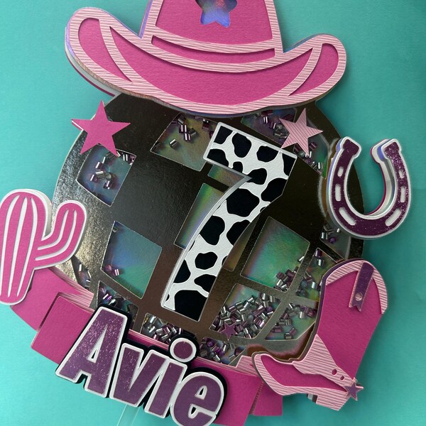 Cowgirl Shaker Cake Topper: Pink Rodeo Birthday Party Decor - Etsy