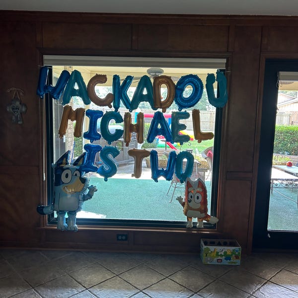 Wackadoo Custom Name is Two Bluey Balloon Banner Bluey Themed Birthday ...