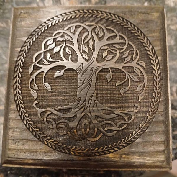 Viking Box Engraved With the Vegvisir Surrounded by the Futhark Runes ...