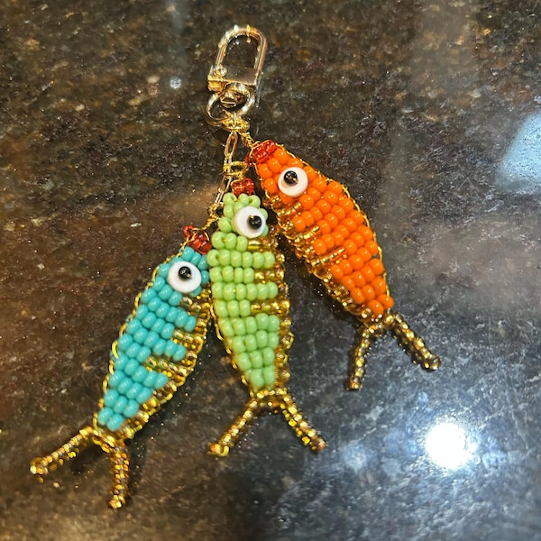 Beaded Fish Keychain: Colorful Handmade Charm, Tropical Bag Accessory ...
