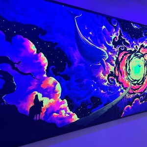 Trippy Tapestry Marijuana Astronaut V3 Colorful UV Backdrop XL Dark Tapestry Psychedelic Uv ...