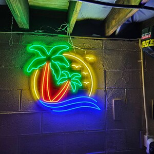 Wave Neon Sign LED Neon Sign Wave Wall Decor Beach House Wall Sign Sea ...
