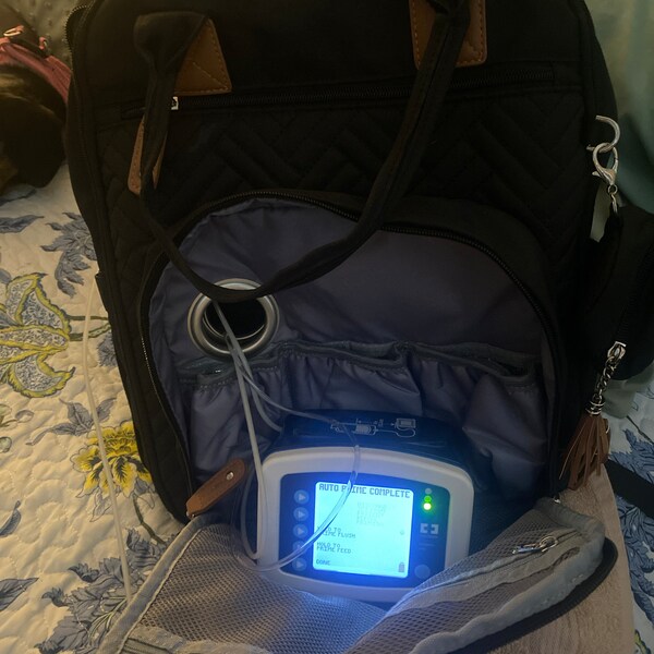 Medium Feeding Tube Backpack Dusty Pink and Grey Adapted for Kangaroo ...