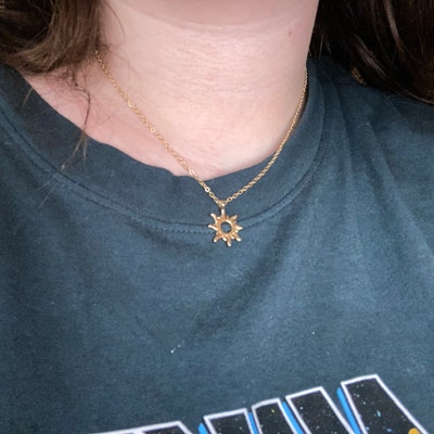 Tiny Gold Sun Necklace, Small Golden Sunshine Charm, Whimsical Boho ...