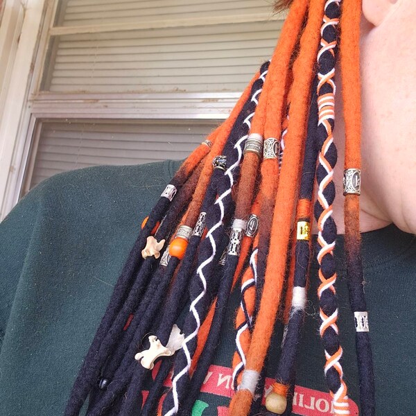 Wool Double Ended Single Ended Dreadlocks Fox Ombre Orange on Black ...