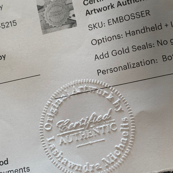 Certificate of Authenticity Seal Embosser, Custom Certificate Embossing ...