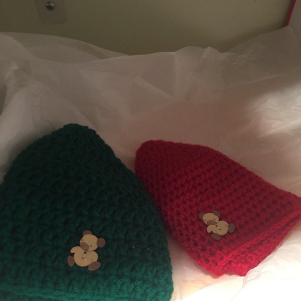 Little Red Hat for a 12-18 Month Old With a Christmas Flower. Handmade ...