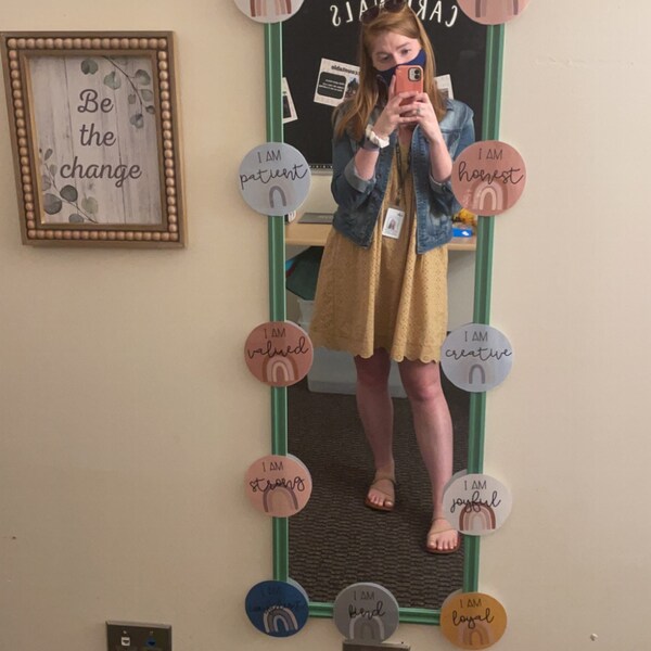 BOHO RAINBOW Affirmation Station | Positive Affirmations Mirror Display ...