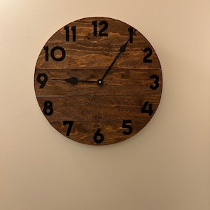 Handcrafted Wood Clock Brown Tan Gray Vertical Boards Earthy Look ...